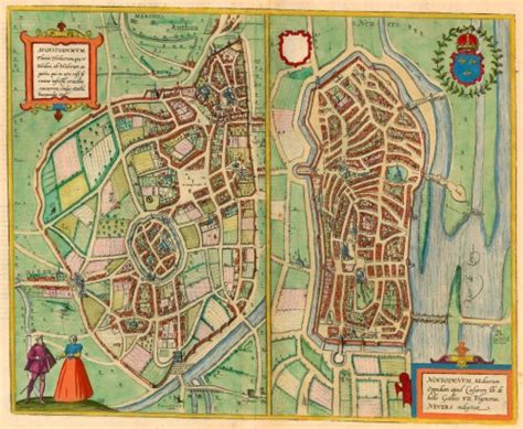 Antique Map Of Autun Nevers By Braun Hogenberg Sanderus Antique
