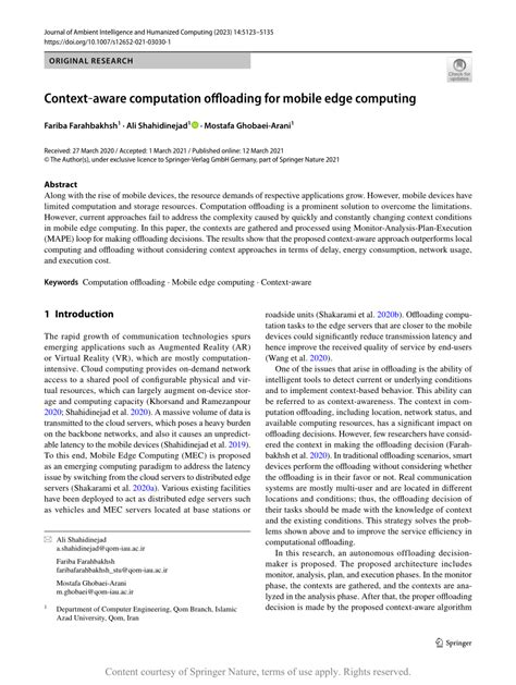 Context‐aware Computation Offloading For Mobile Edge Computing