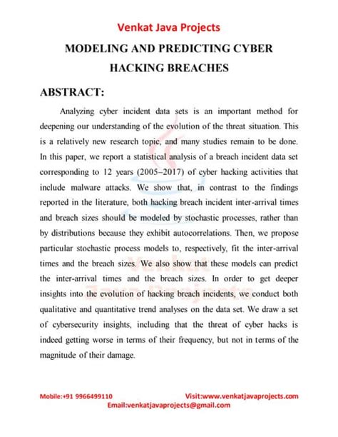 Modeling And Predicting Cyber Hacking Breaches Pdf