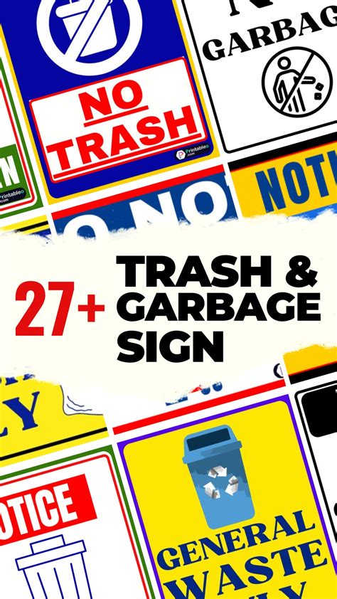 27 Printable Trash And Garbage Sign Download Free Pdfs