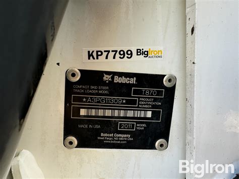 2011 Bobcat T870 Compact Track Loader Agriculture Bigiron