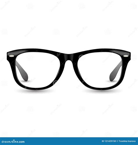 Black Realistic Glasses Illustration Eyeglasses Retro Style Vector