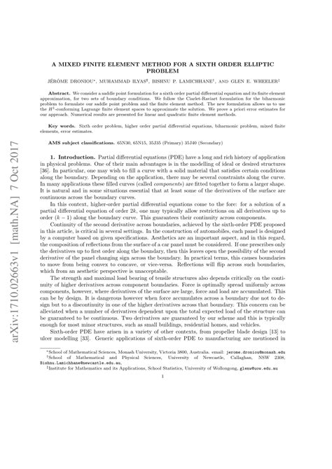 Pdf A Mixed Finite Element Method For A Sixth Order Elliptic Problem