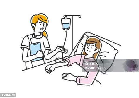 환자의 상태를 확인하는 간호사의 삽화 자료 환자에 대한 스톡 벡터 아트 및 기타 이미지 환자 여자 간호사 약 Istock