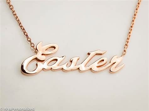 Rose Gold Name Necklace Personalized Necklace Custom Name Etsy