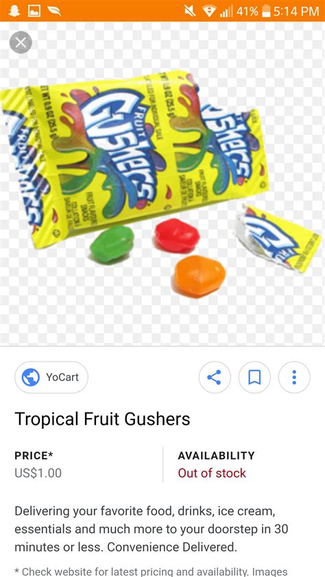 Old Yellow Paper Gushers Packaging Nostalgia