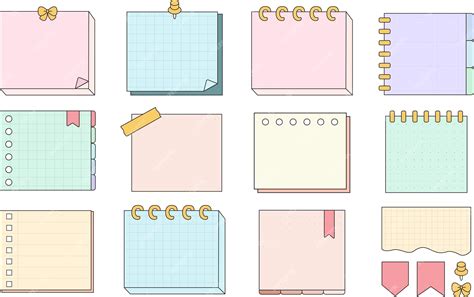 Premium Vector Colorful Note Paper Or Sticky Note Set Of Journal