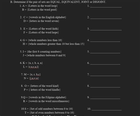 Solved B Determine If The Pair Of Sets Are EQUAL Chegg Com
