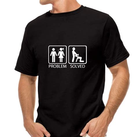 New Problem Solved T Shirts Men Cotton Short Sleeve Funny Print Man T
