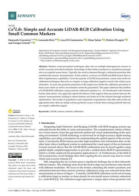 Pdf Ca2lib Simple And Accurate Lidar Rgb Calibration Using Small