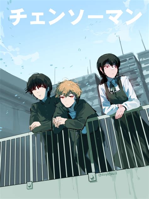 Denji Mitaka Asa And Yoshida Hirofumi Chainsaw Man Drawn By Raneblu Danbooru