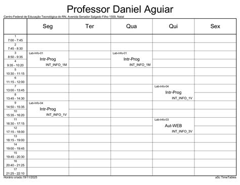 Daniel Aguiar — Ifrn Parnamirim Horário Acadêmico