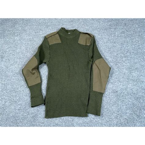 Vintage Military Wool Service Sweater Adult 42 Medium Green Mitts Nitts