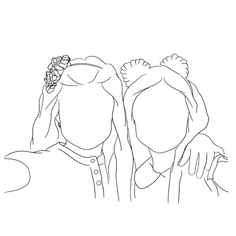 Girl Portrait Line Art Faceless Outline Drawing Simple People Sketch
