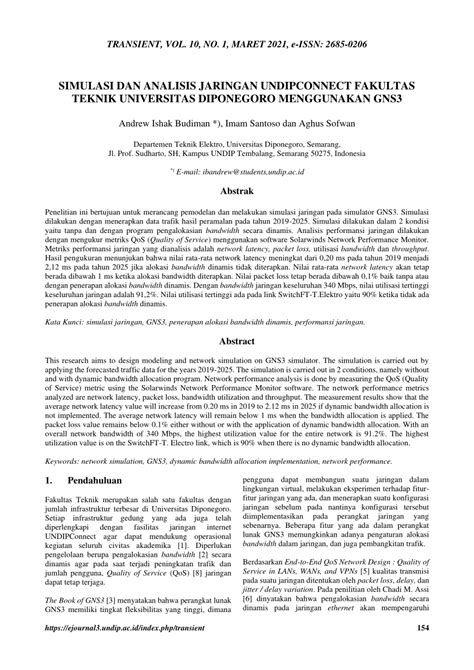 Pdf Simulasi Dan Analisis Jaringan Undipconnect Fakultas Teknik Universitas Diponegoro