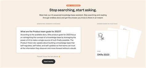 slite home page section ai powered feature section design design