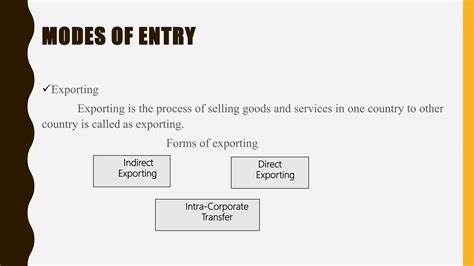Different Modes Of Entry Into International Business Ppt