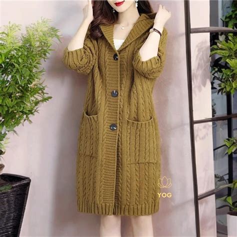 Solid Color Hooded Cardigan Womens Long Cardigan Autumn Winter Long