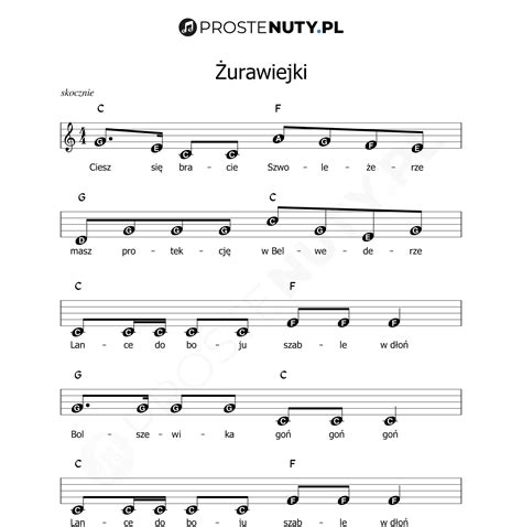 Żurawiejki nuty na keyboard Proste nuty Zacznij grać na keyboardzie