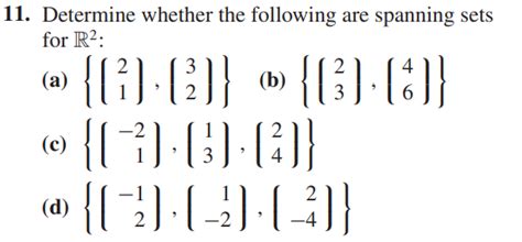 Solved 1 Determine Whether The Following Are Spanning Sets