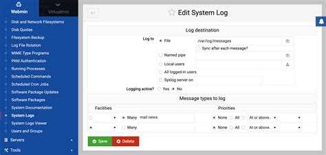 System Logs Webmin