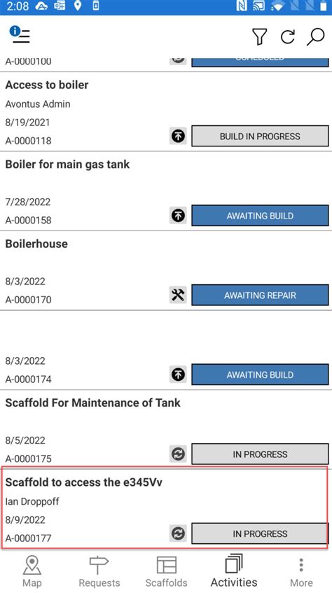 Scheduled Scaffold Modification Android
