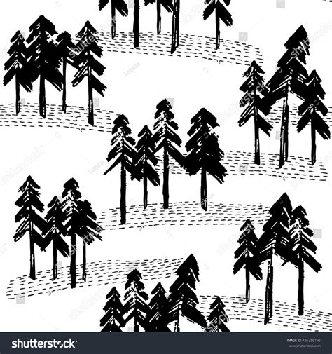 Black White Tree Pattern Stock Vector Royalty Free 426256192 Shutterstock