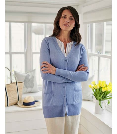 Pervenche Cardigan Long Femme Soie And Coton Woolovers Fr