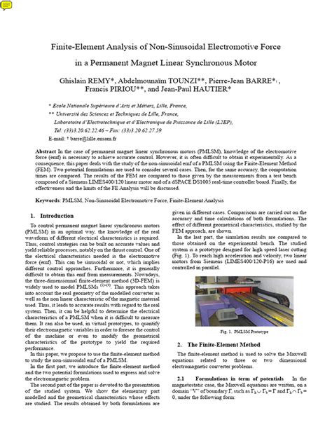 Finite Element Analysis Of Non Sinusoidal Electromotive Force In A