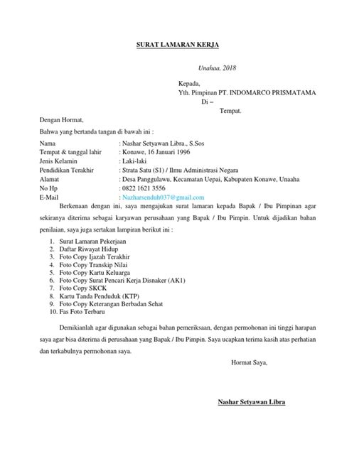 Contoh Surat Lamaran Pekerjaan Di Alfamart Homecare24