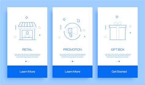 플랫 아이콘이 있는 모바일 앱 페이지 화면을 켜고 쇼핑 및 소매 개념 Ux Ui 디자인 템플릿 벡터 일러스트레이션 0명에 대한 스톡 벡터 아트 및 기타 이미지 Istock