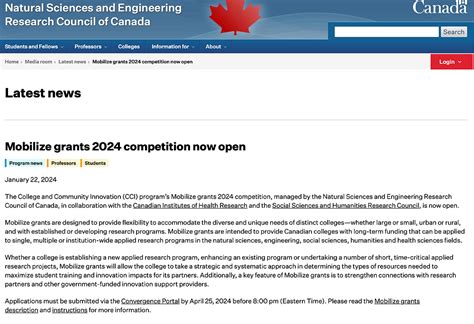 Mobilize Grants 2024 Nserc
