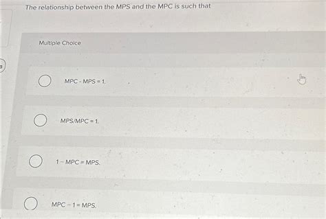 Solved The Relationship Between The MPS And The MPC Is Such Chegg Com