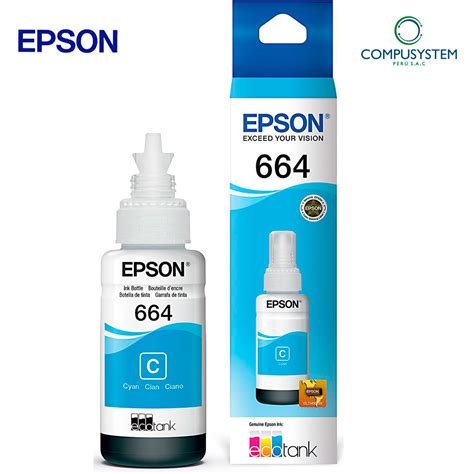 BOTELLA DE TINTA EPSON T664220 COLOR CYAN CONTENIDO 70ML PARA