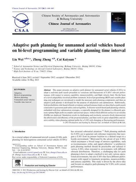 adaptive path planning for unmanned aerial vehicle pdf unmanned