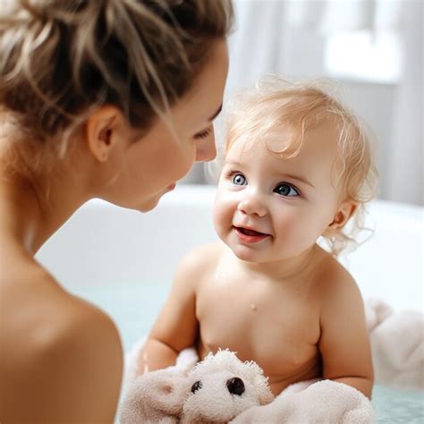 Premium Ai Image Tender Moments In The Bath Mothers Love And Care
