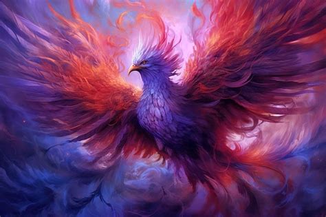 Premium Ai Image A Majestic Violet Flaming Phoenix In Deep Space With