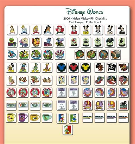 2006 Cast Lanyard Pins Hidden Mickey Disney Pin And Medallion Collection