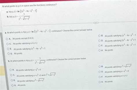 solved at what points x y z in space are the functions