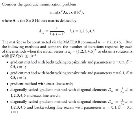 consider the quadratic minimization problem min{x