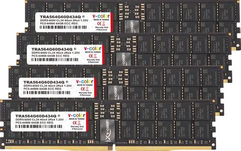 V Color Ddr5 256gb 64gbx4 6000mhz Cl34 4gx4 2rx4 Oc R Dimm