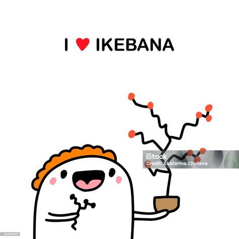 나는 식물을 성장하는 행복 낙서 만화 스타일의 남자에서 Ikeabana 손으로 그린 벡터 일러스트를 사랑 귀여운에 대한 스톡 벡터 아트 및 기타 이미지 Istock