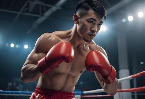 A Man In A Red Boxing Ring With The Words Boxer On The Side Premium