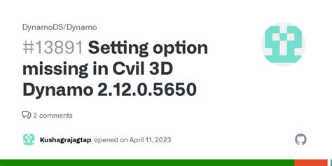 Setting Option Missing In Cvil 3D Dynamo 2 12 0 5650 Issue 13891