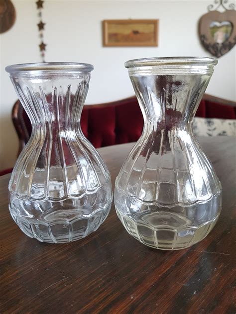 Pressed Glass Vintage Polish Chubby Vasescottage Core Vases From