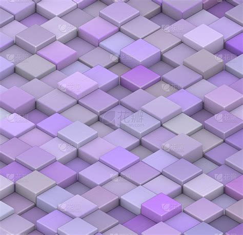 3d渲染立方体在不同深浅的紫色