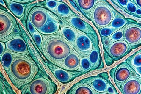 Microscopic View Of Cartilage Tissue Showing Chondrocytes Embedded Within An Extracellular