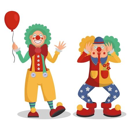 Premium Vector Funny Cartoon Circus Clowns Vector Illustration