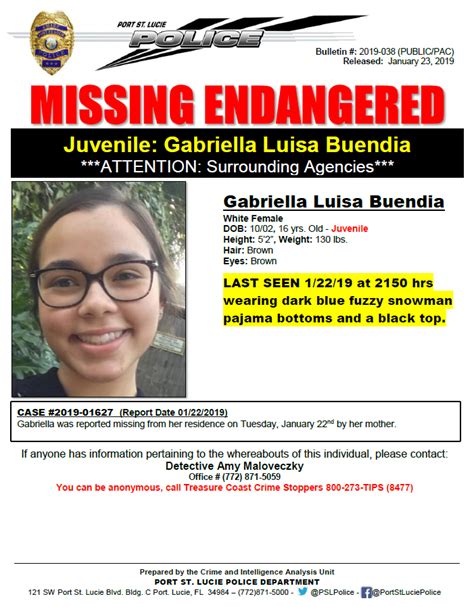 Pslpd Searching For A 16 Year Old Missingrunaway Girl Treasure Coast