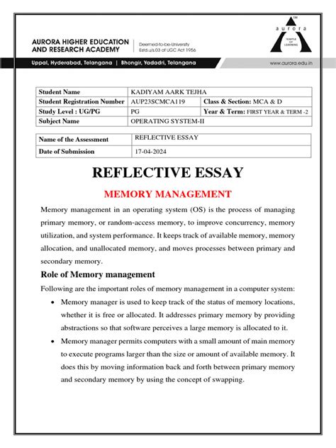 Reflective Essay Of Operating System Pdf Kernel Operating System